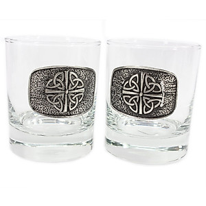 Trinity Knot Irish Whiskey Glasses Quadruple Trinity Set of Two Made in Ireland