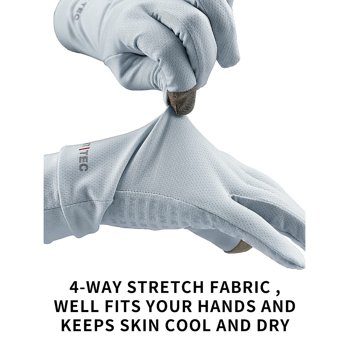 MOUNT TEC Unisex UV Protective Gloves UPF 50+ Cool Breathable Finger Tip Touch Screen Sunblock Glove for Sailing Golfing Boating Fishing Hiking Adventuring Outdoors (Grey, L)