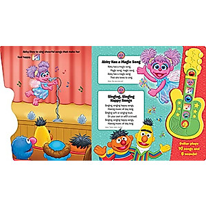 Sesame Street Elmo, Big Bird, Cookie Monster, and More! - Rock with the Monsters! - Board Book with Interactive Sound Toy Guitar - Includes Theme Song - PI Kids