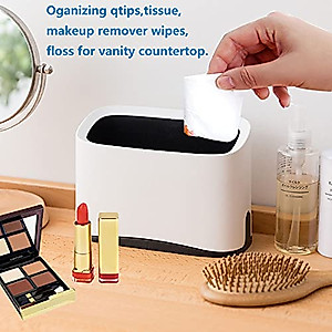 AYSUM Mini Countertop Trash Can with 100 Trash Bags, 1.5 L/0.40 Gal Tiny Desktop Trash Can, Mini Waste Basket Countertop Garbage Can for Vanity, Office, Coffee Table, Craft Room (White)