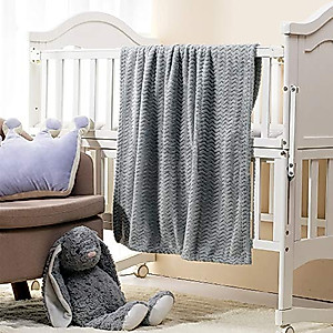 CREVENT 30''X40'' Soft Cozy Warm Baby Blankets for Boys Girls Solid Color - All Season Use - Newborn Essentials (Wave Grey)