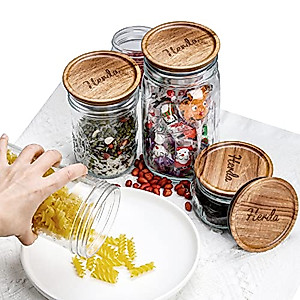 5PACK Wooden Mason Jar Lids Compatible with Ball/Kerr Wide Mouth Jar, Reusable Acacia Wood Canning Jar Lids Fit Ball Jar Mason, Mason Jar Dry Food Storage Lids 5PCS,Brown