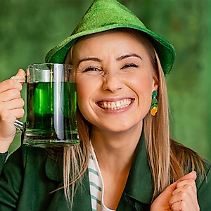 6 Pairs St Patricks Day Earrings for Womens Irish Shamrock Dangle Earrings Clover Drop Earrings Green Grass Rainbow Hat Game Handle Beard Dangle Earrings St Patricks Day Accessories（6pairs）