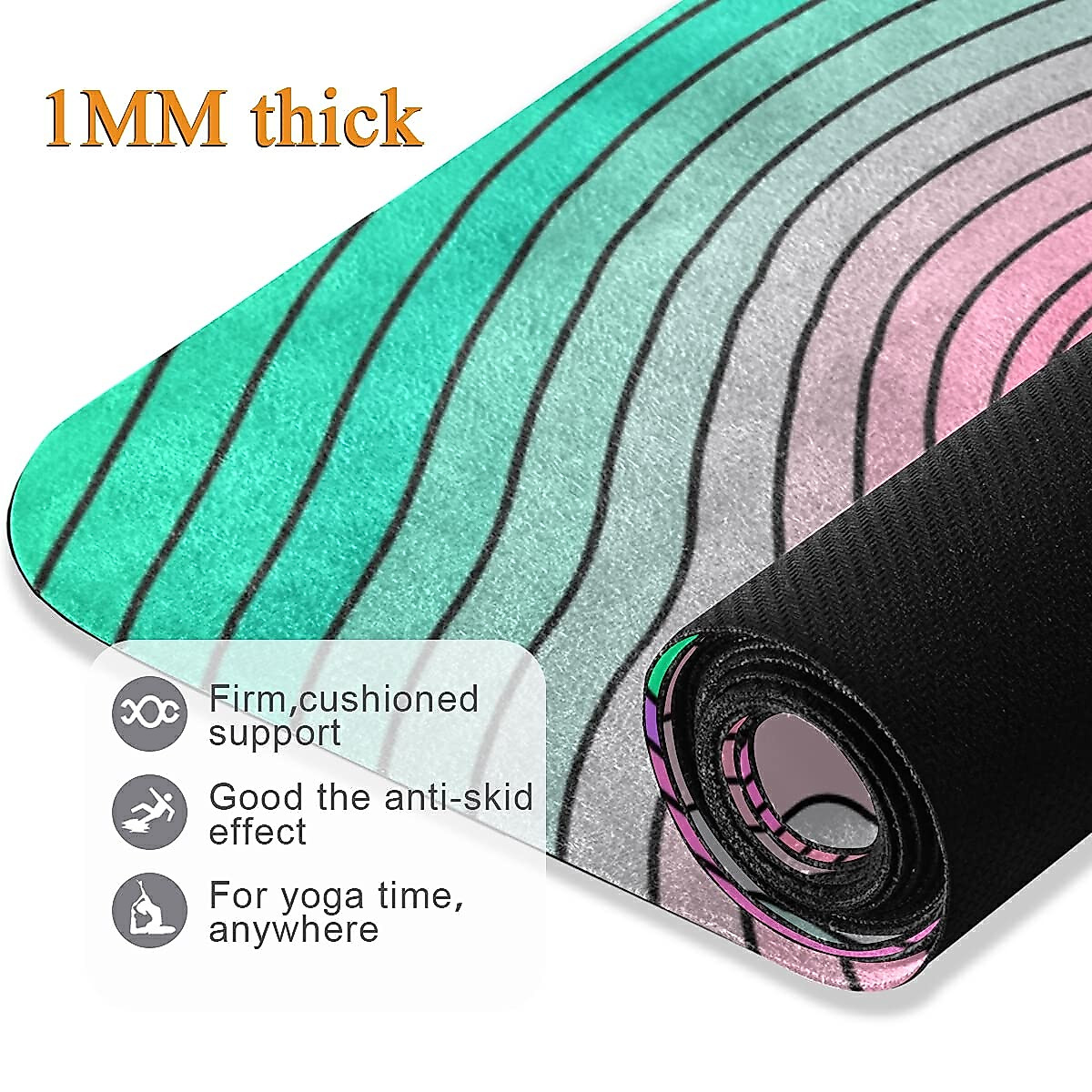 GOODOLD Trippy Melting Eye Yoga Mat Non-slip Eco Friendly Yoga Towel Exercise Indoor Outdoor Gym Pilates With Storage Bag for Women Men, 71 x 26inch