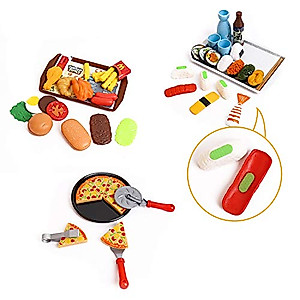 Kids Food cart Toy Sets,Kids Role Play Large Dining car Toys and 98pcs Food, Kitchen, Tableware Accessories., Educational Toys for 3+ Years Boys/Gir