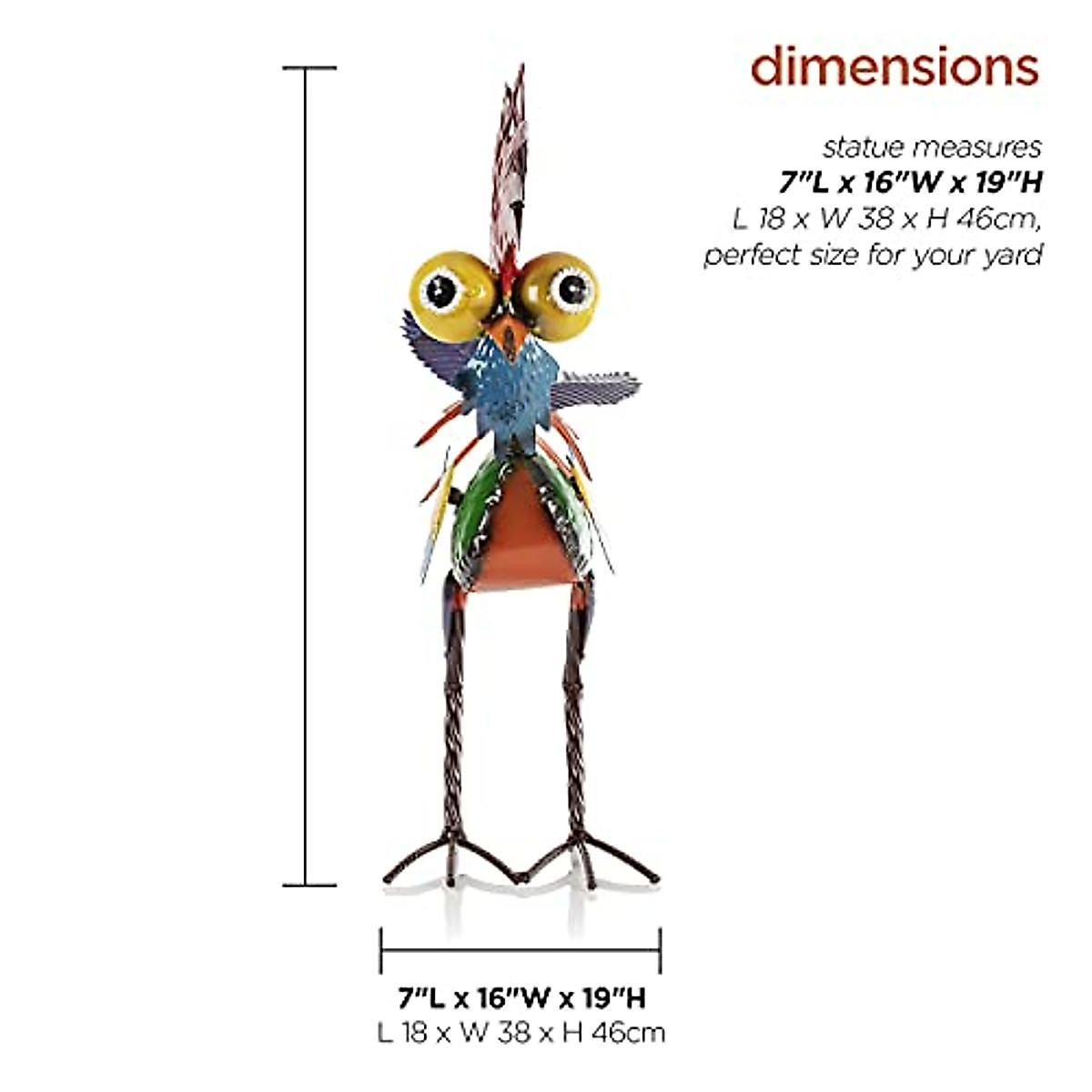 Alpine Corporation 18" Tall Indoor/Outdoor Wacky Metal Rooster Yard Statue Decoration