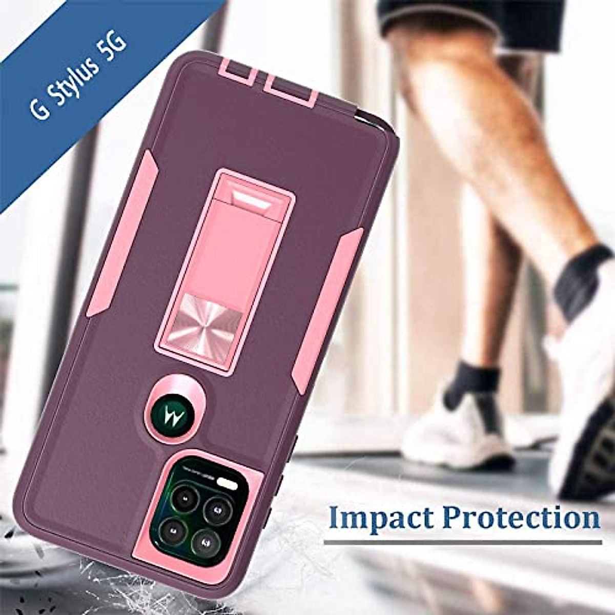 MDCN Military Grade Moto G Stylus 5G Case 2021 - Purple, HD Screen Protector, Magnetic Kickstand, Car Mount, Heavy Duty Protection