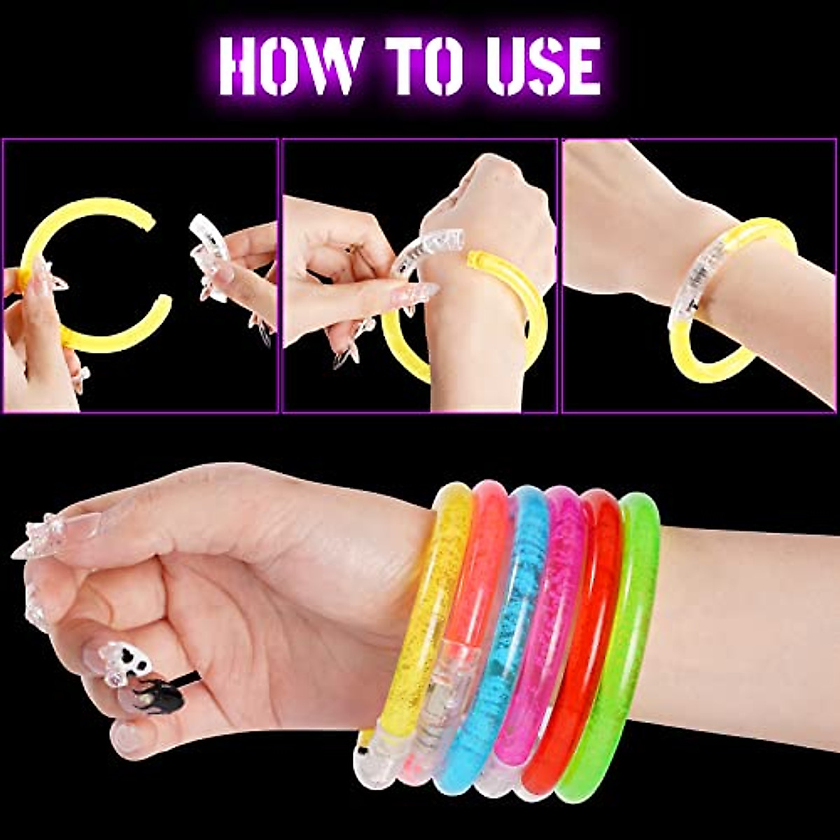 Mikulala 24Pcs Glow in the Dark Party Supplies for Kids/Adults, Flashing Light up Toys LED Bracelets Glow Sticks , Neon Christmas Party Favors Carnival Birthday Concert Party Games Gifts Accessory