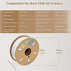 PLA Plus White and Red Bundle, 3D Printer Filament Tough PLA Pro 8 Times Strength, Cardboard Spool 3D Printing Filament PLA + Dimensional Accuracy 99% +/- 0.03 mm