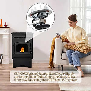 Hiorucet 812-4400 Exhaust Combustion Blower for PelPro PP130, PP60, PP70, PPC90 Pellet Stoves, Quadra-Fire Castile, Santa Fe, Contour, Outfitter, Heatilator Eco Choice PS35, Pleasant Hearth PH50CABPS