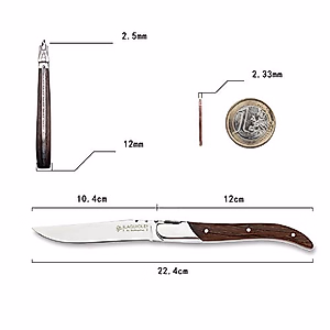 Steak Knives Set of 6, Hailingshan Stainless Steel Straight Blade Premium Gift Boxed Dishwasher Safe Polished Sharp Table Dinner Cutlery Flatware Laguiole Steak Knives 22cm 6 Pieces-Wenge Wood Handle