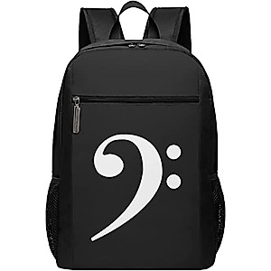 Bass Clef Music Logo Backpack, School, Travel, Sport, Work, Bookbag Laptop Backpack - 17inch