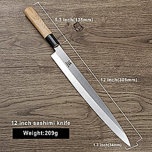 MSY BIGSUNNY Sashimi Sushi Knife 12 Inch Long Blade, Knife Slicer Razor Sharp for Fish Filleting