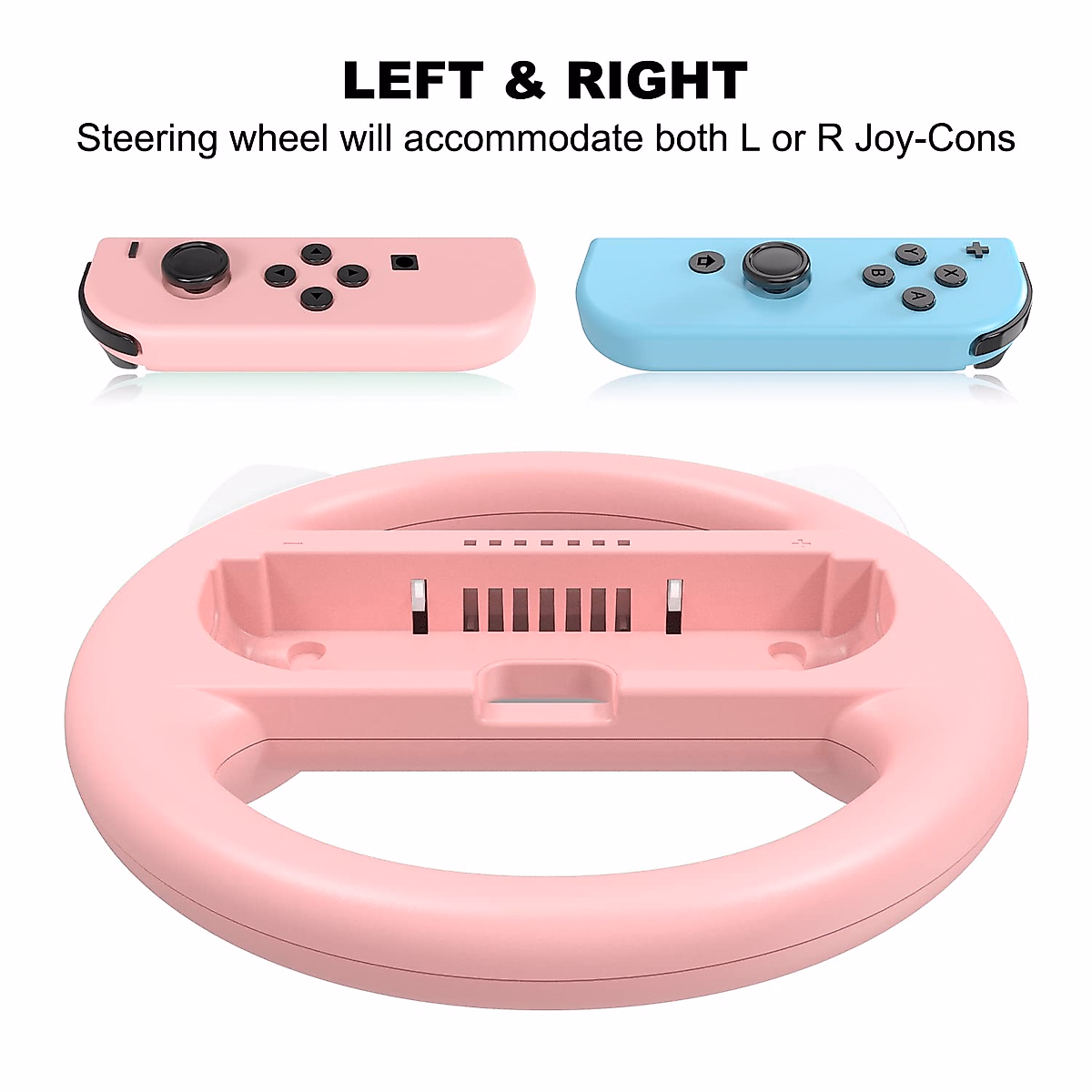 momen Switch Steering Wheel for Nintendo Switch Accessories，Racing Wheels for Mario Kart 8 Deluxe，Compatible with Switch JoyCon Controllers, 2 Pack，Blue & Pink