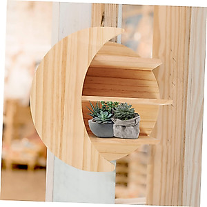 Garneck Moon Wall Mount Rustic Crystal Shelf Hanging Floating Shelves Bathroom Wall Shelf Stones Photo Frame Shelf Essential Picture Frame Stand Floating Rack Wooden Flower Pot Stand