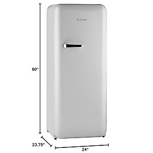 iio 24" 10 Cu Ft Top Freezer Retro Refrigerator, Small, with Mini Ice Cube Tray, 4 Glass Shelves, LED, 1 Crisper, Fridge for Bedroom, Dorm RV Office Beverage, Quiet Compressor, Freestanding (White)