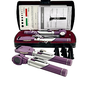 Premium Double Handle Otoscope Set -Otoscope/Great for School -Cynamed (PURPLE)