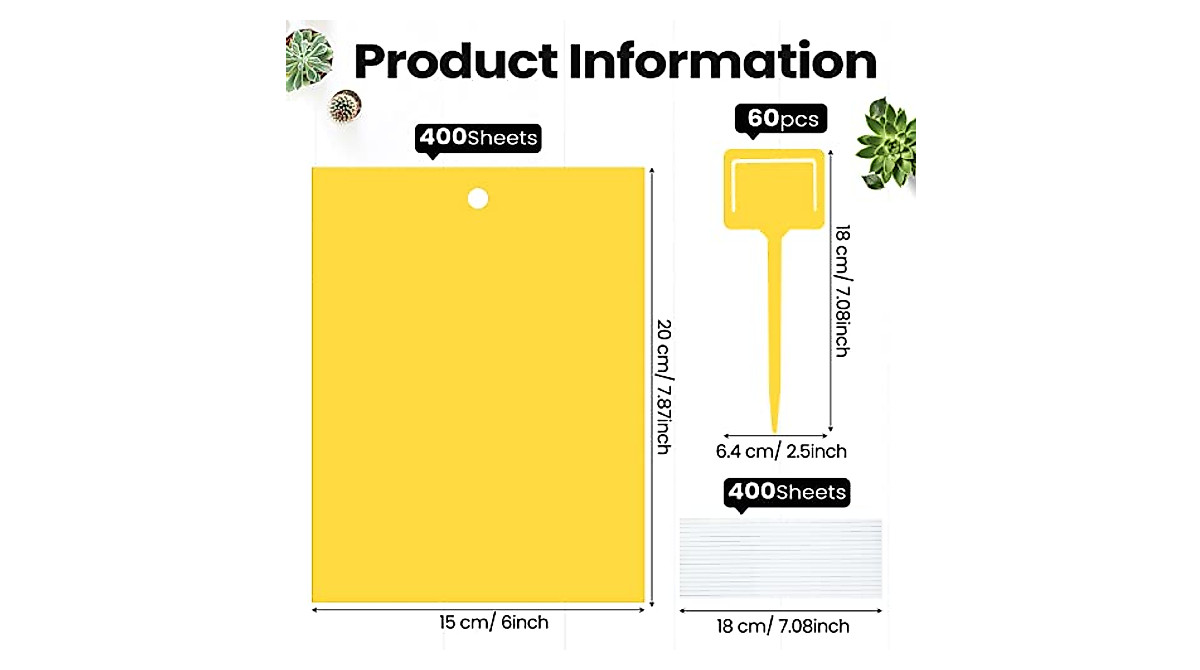 400 Yellow Sticky Traps for Gnats & Fruit Flies - Indoor/Outdoor