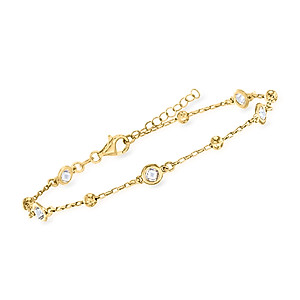 Ross-Simons Italian 1.15 ct. t.w. Bezel-Set CZ Station Anklet