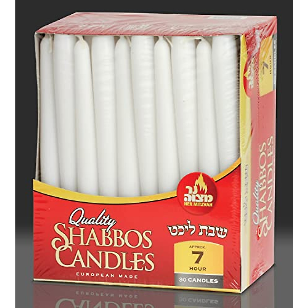 Classic White Taper Candles – 8 Inch – 30 Bulk Pack – for Shabbat, Dinner Tables, Restaurants, Ceremonies and Emergency - 7 Hour Burn Time