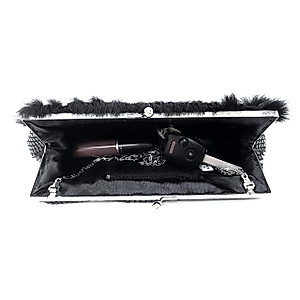 Frewahmesh Evening Clutch Metal Mesh Purse Bag for Cocktail Party Prom Wedding Banquet (Black-2)