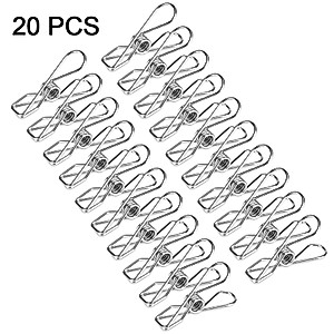 Estink Stainless Steel Clothes Pegs, Wire Clothes Pins Heavy Duty Outdoor 20pcs Household Socks Underwear Drying Rack Clip Holder Metal Wire Utility Clips for Hanging Clothes Home Kitchen