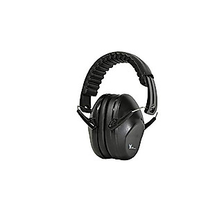 Earmuffs hearing protection with low profile passive folding design 26dB NRR and reduces up to 125dB, black