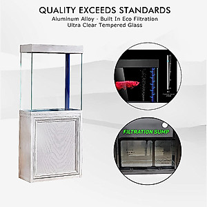 JAJALE 40 Gallon Aquarium Fish Tank LED Light Pump Freshwater Filter Upright Fishtank Stand Bundle Straight Corners Ultra Clear Tempered Glass with Complete Aquarium Setup (White Oak)