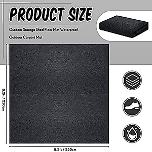 Haull 8.2 x 8.2 ft Outdoor Storage Shed Floor Mat Waterproof Outdoor Carport Mat Thickened Soft Patio Furniture Mat Washable with Non Slip Backing, Storage Shed Not Included
