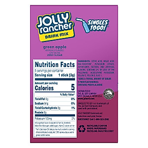 Jolly Rancher Singles To Go Powdered Drink Mix, Green Apple, 72 Total Servings, Sugar-Free Drink Powder, Just Add Water, 0.62 Ounce (Pack of 12)