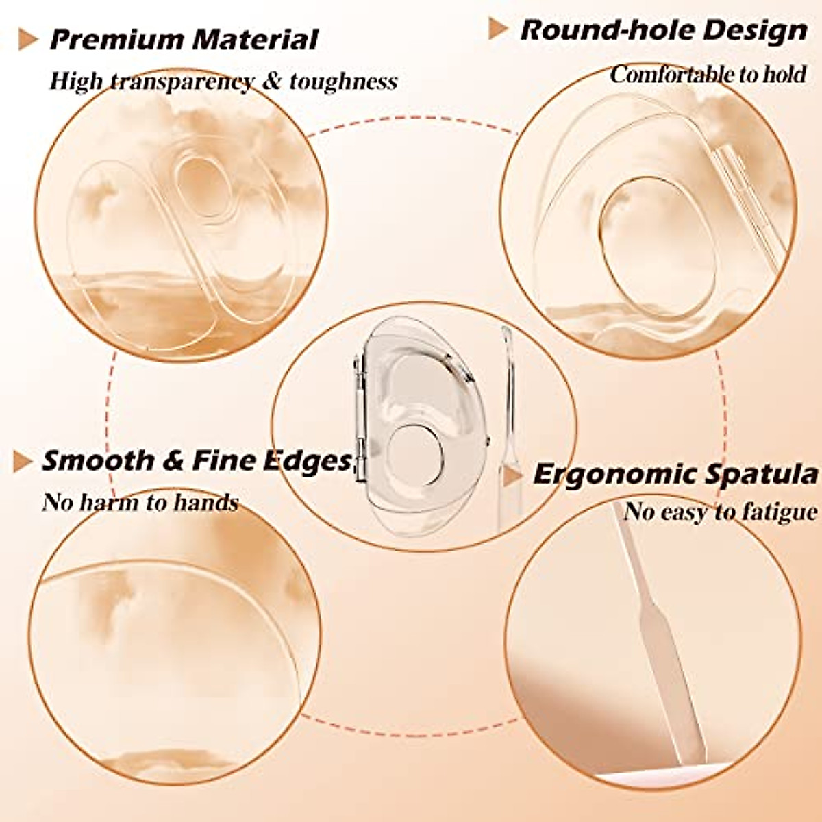 Penugo 180 Degree Folding Acrylic Makeup Mixing Palette, Plastic Foundation Makeup Facial Palette with Felt Bag, Transparent Spatula Tool for Eyeshadow Liquid Foundation Cosmetic Pigment Mixing