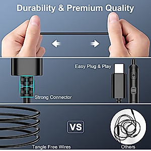 USB C Headphone Type C Earphone Magnetic Wired Earbuds for iPhone 15 Pro Max Samsung A53 A54 Galaxy S23 FE S22 S21 in-Ear Noise Canceling Headset with Microphone for iPad 10 Google Pixel 6a 7a 7 6 8 5