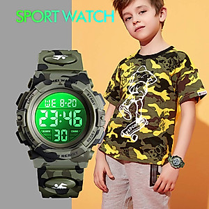 Watch for Boys 4-12 Year Old, Kids Camouflage Digital Sports Waterproof Outdoor Analog Electronic Watches with Alarm Stopwatch, Children Birthday Presents Gifts Toys for Age 4-12 Year Old Boys Girls