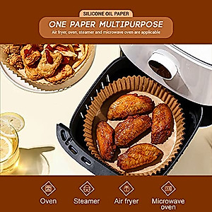 Air Fryer Disposable Paper Liner, 100PCS Non-stick Disposable Liners, Baking Paper for Air Fryer Oil-proof, Water-proof, Food Grade Parchment for Baking Roasting Microwave (100Pcs-6.3 inch)