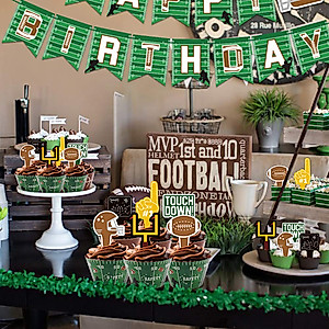 24packs Football Cupcake Toppers and Wrappers Football Theme Birthday Sports Game Day Sunday Party Decoration Supplies