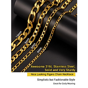 PROSTEEL Figaro Chain Gold Necklace 4mm Dainty Cute Chains 14 Inch Layered Necklaces For Men