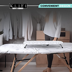 KLIFI Small Ironing Board Hanger Wall Mount Table Top Iron Board with Adjustable Legs Foldable with Built-in Iron Rest, Ironing Cloth Compact and Lightweight - Grey
