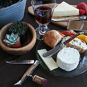 French Home LG052 Connoisseur Pocket Knife with Cork Screw and Olive Wood handle, Wood Grain