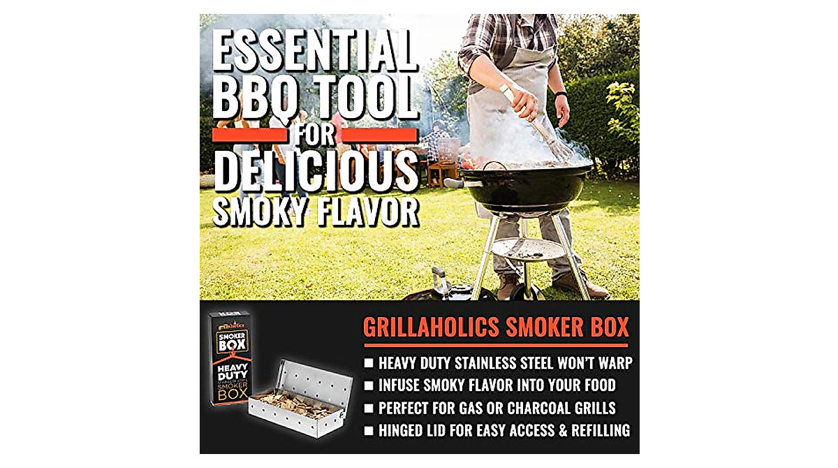 Grillaholics Smoker Box - Add Rich Smoky Flavor to Gas & Charcoal Grills