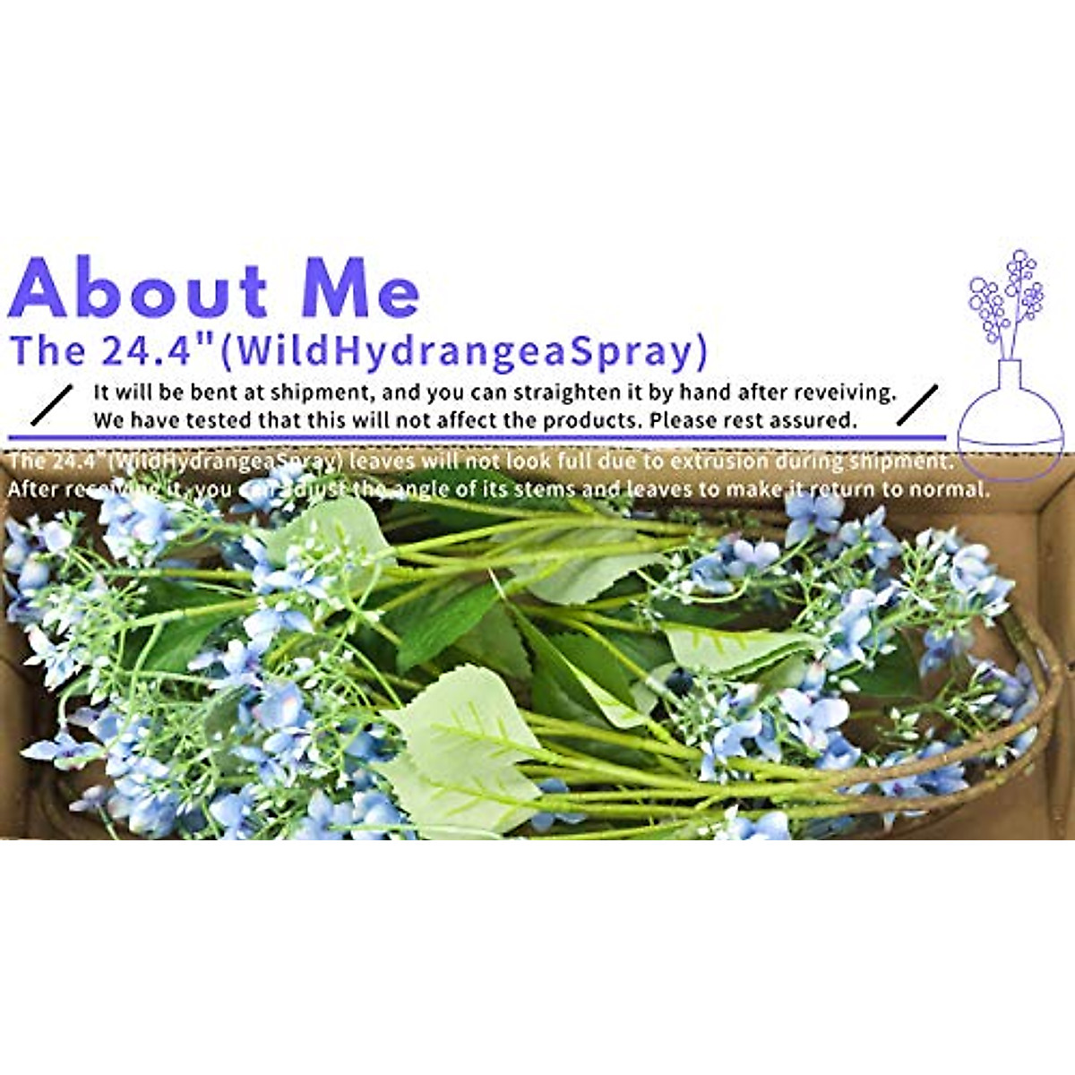 Artificial Faux Blue Flowers Tall Wedding Picks Faux Stems 24.4"(WildHydrangeaSpray) Floral Arrangement Rustic Decoration Crafts Home Decor Holiday Wedding Parties 6Packs (Blue)