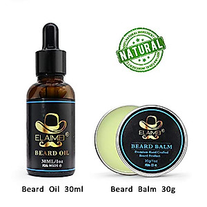 Beard Grooming & Trimming Kit for Men Care - Beard Brush, Beard Comb, Beard Oil 30ml, Mustache & Beard Balm Butter Wax 30g, Barber Scissors,Men Beard