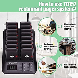 Retekess TD157 Restaurant Pager,Pagers for Restaurants,Touch Keyboard,Only Flash Modes,16 Pagers for Food Truck,Clinic,Coffee Shop,Bar