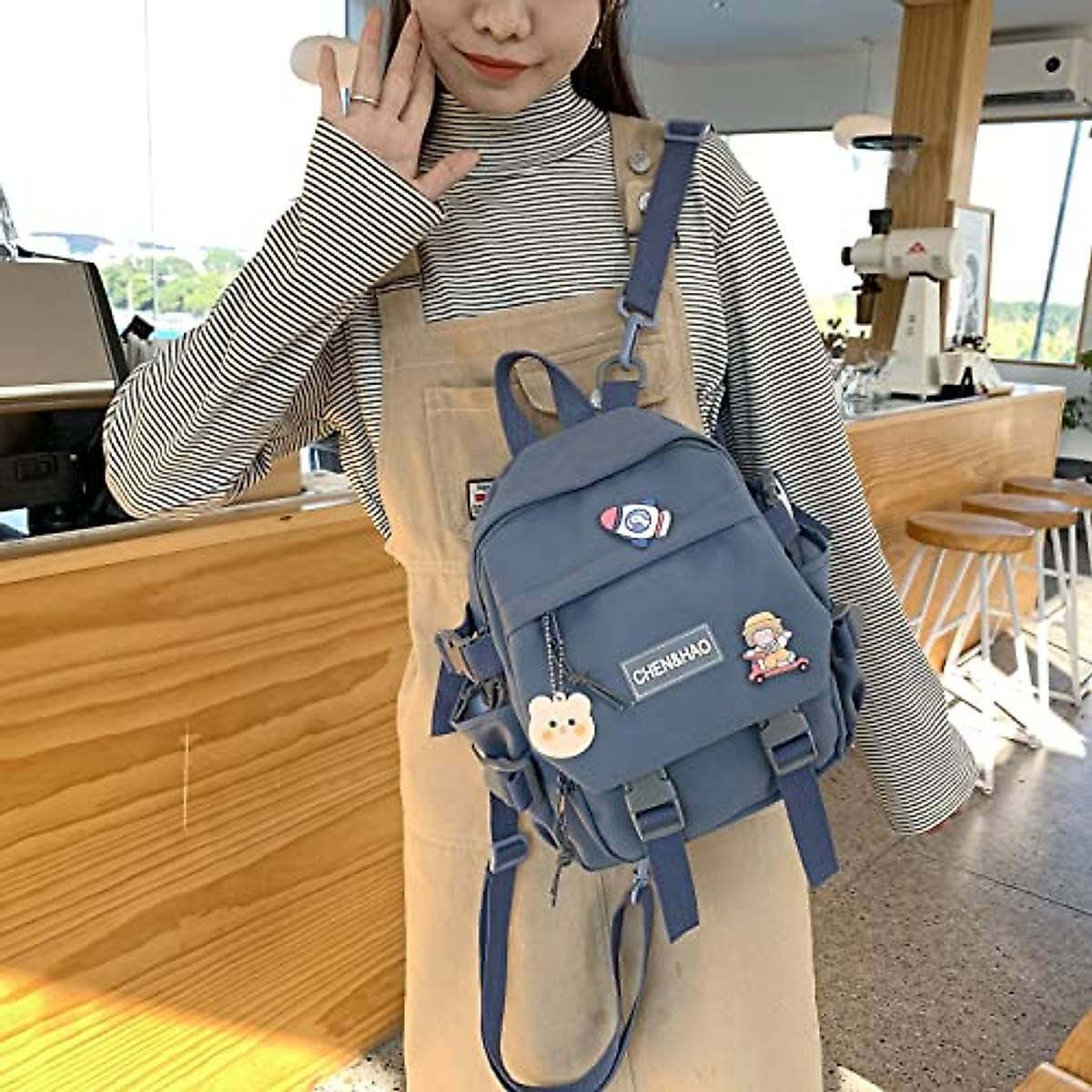 Ritatte Cute Mini Backpack with kawaii Pins Accessories Pendant for Women Aesthetic Mini Crossbody Bag Shoulder Bag(Blue-65, One Size)