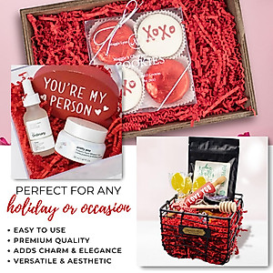 MagicWater Supply Crinkle Cut Paper Shred Filler (4 oz) for Gift Wrapping & Basket Filling - Red