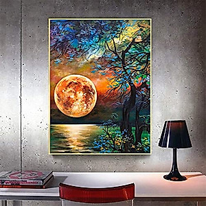 Moon Diamond Painting Kits - 5D DIY Diamonds Dots Art for Adults Full Drill Round Gem Painting Crystal Craft Kit for Adults for Wall Décor (20x16inch Moon) (20×16in, Moon)