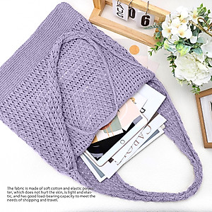 hatisan Crochet Bags for Women Summer Beach Tote Bag Aesthetic Tote Bag Hippie Bag Knit Bag (Purple)