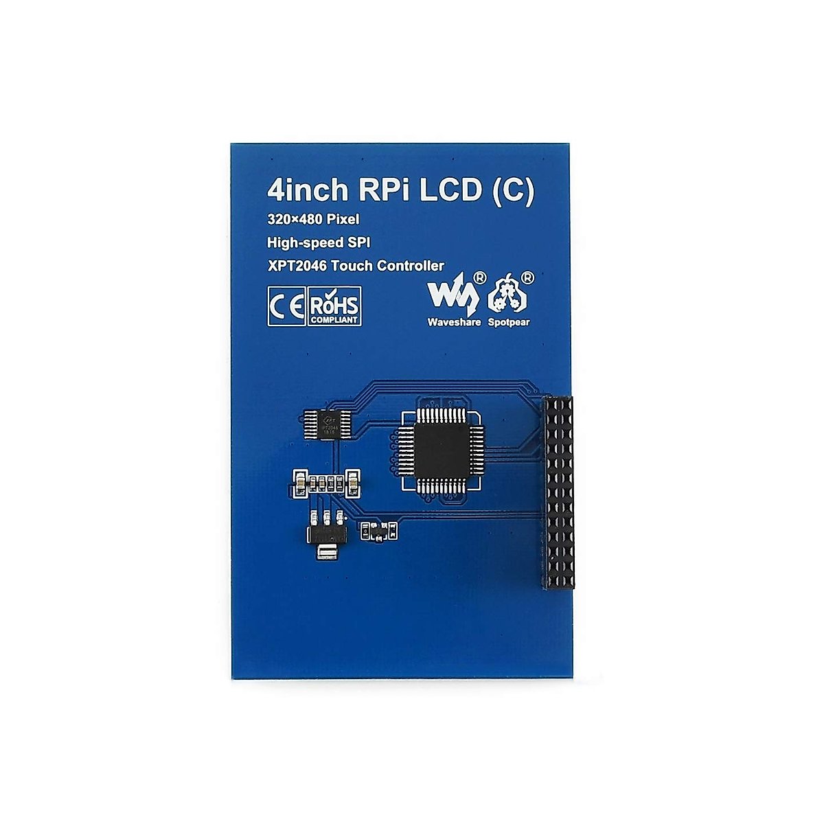 waveshare 4inch Resistive Touch Display Compatible with Raspberry Pi 4B/3B+/3B/2B/B+/A+/Zero/Zero W/WH/Zero 2W Series Boards 480×320 Resolution 125MHz High-Speed SPI