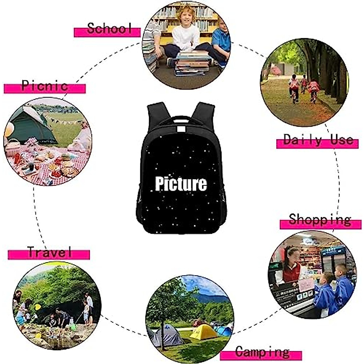 JHMYGSWK Fashion Kids Backpack Large Capacity School Backpack Multiple Pockets Anime Schoolbag-4