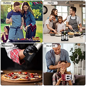 ABLEGRID Gravity Electric Salt and Pepper Grinder Set,Rechargeable Automatic Salt & Pepper Mill Grinders Refillable,Coarseness Adjustable,Stainless Steel,with USB-C Charging Base,LED Light,Dust Cap