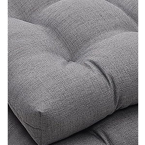 Pillow Perfect Rave Solid Indoor/Outdoor Wicker Patio Seat Cushion Reversible, Weather and Fade Resistant, Round Corner - 19" x 19", Grey, 2 Count